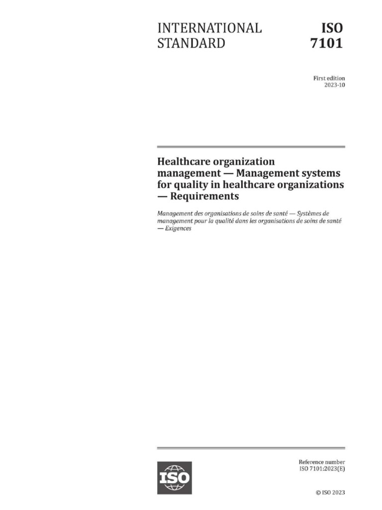 ISO 7101:2023 Healthcare Quality Standards | PDF | Risk | Audit