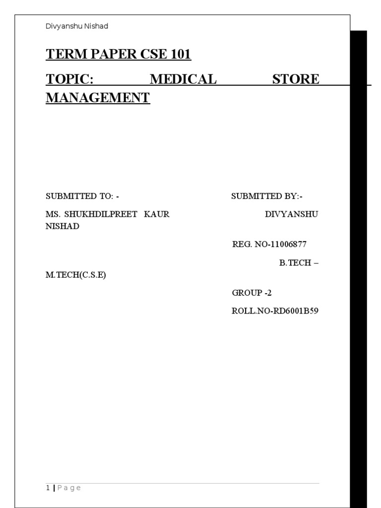 Medical Store Management System | PDF | Source Code | Software Development