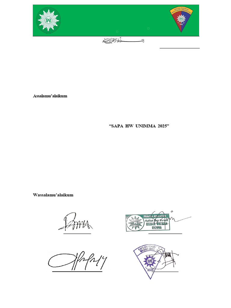 Surat Delegasi Kafilah HW Se-Indonesia | PDF