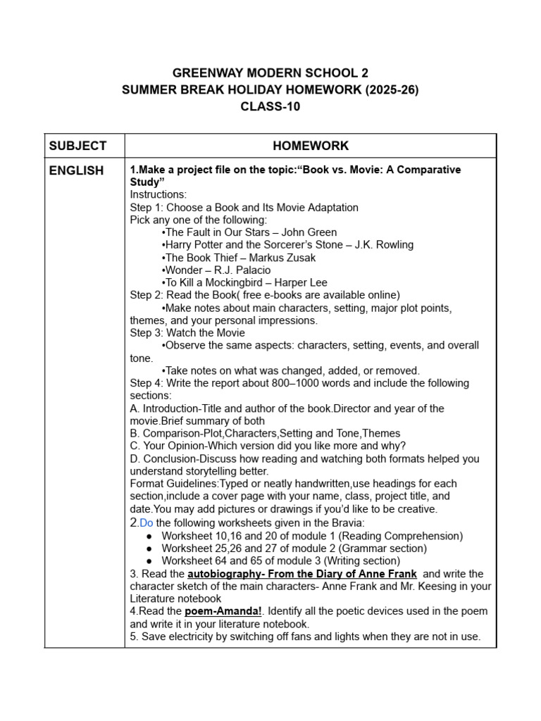 Class-10 Summer Break Holiday Homework | PDF | Hydrochloric Acid | Geometry
