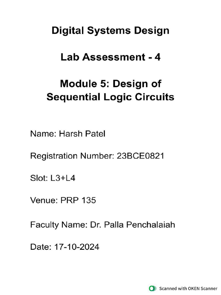23BCE0821 DSD Lab Task 4 Sequential Circuits | PDF