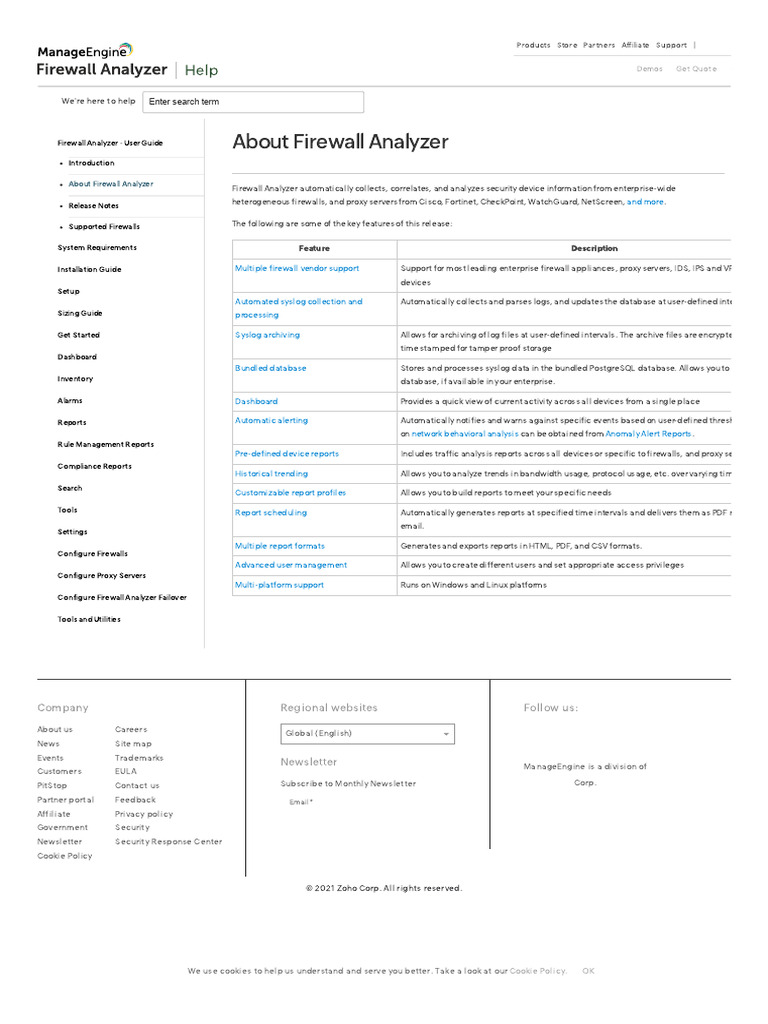 Firewall Analyzer - ManageEngine | PDF | Proxy Server | Http Cookie