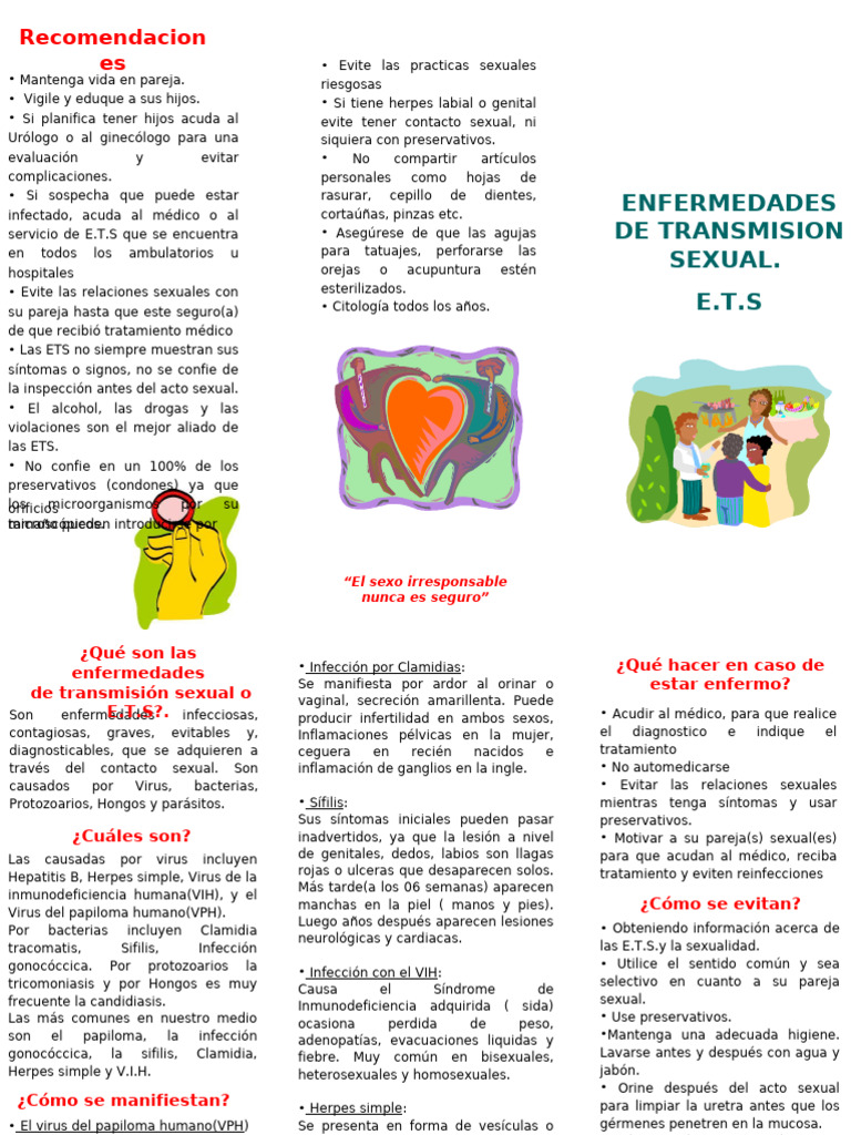 Triptico Enfermedades Transmisión Sexual | PDF | Infección transmitida sexualmente | Microbiología