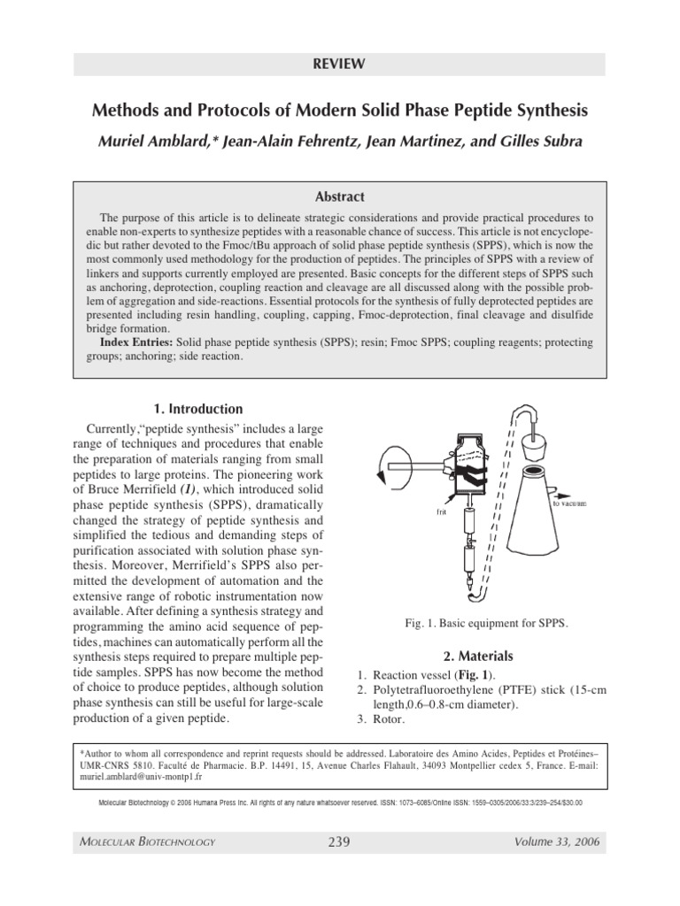 Methods and Protocols of Modern Solid Phase Peptide Synthesis | PDF ...