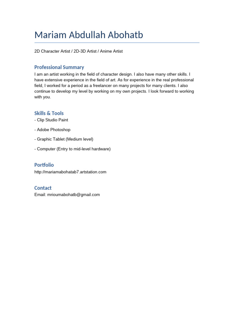 Mariam Abohatb CV | PDF