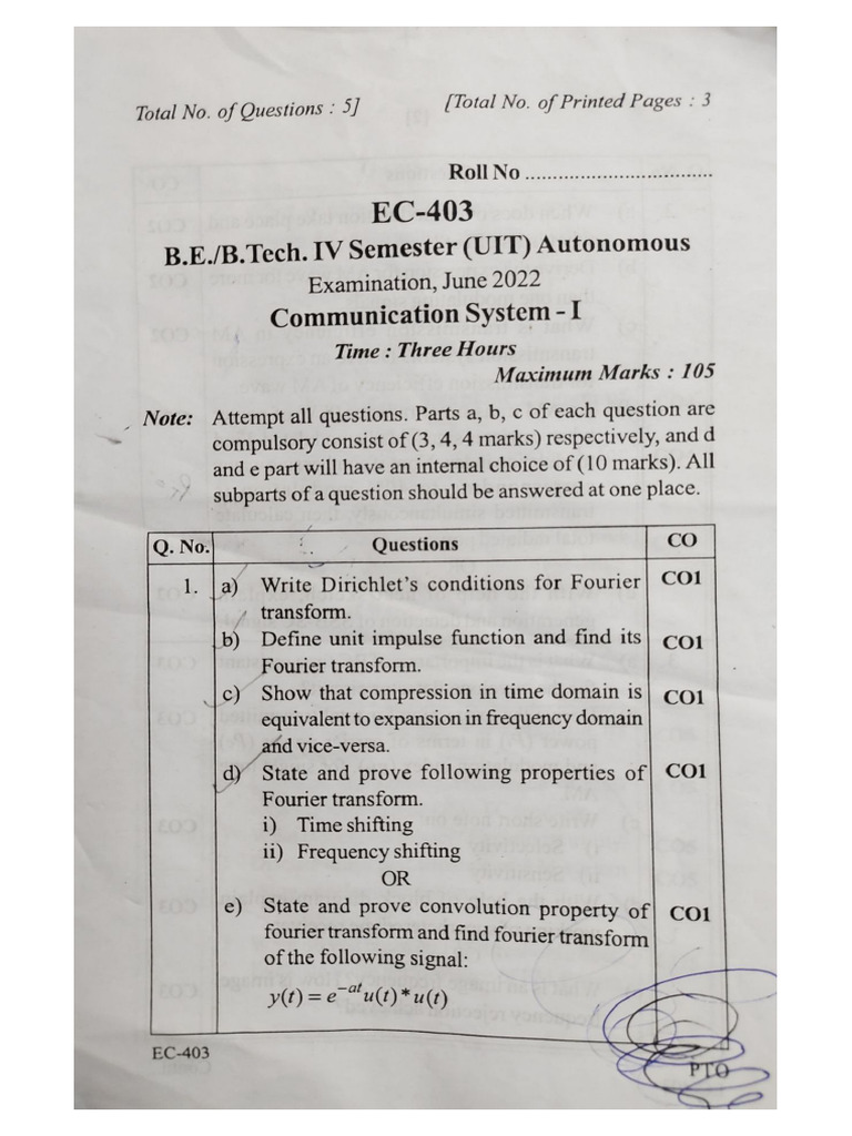 Communication System-1 2022 | PDF
