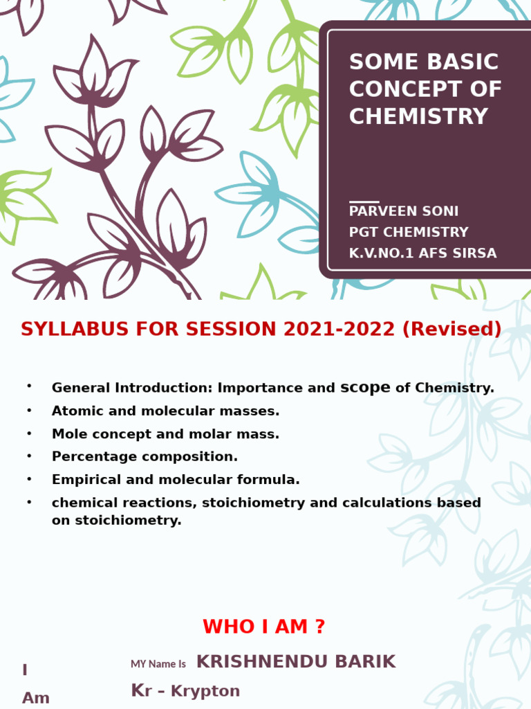 Some Basic Concept of Chemistry | PDF | Mole (Unit) | Stoichiometry
