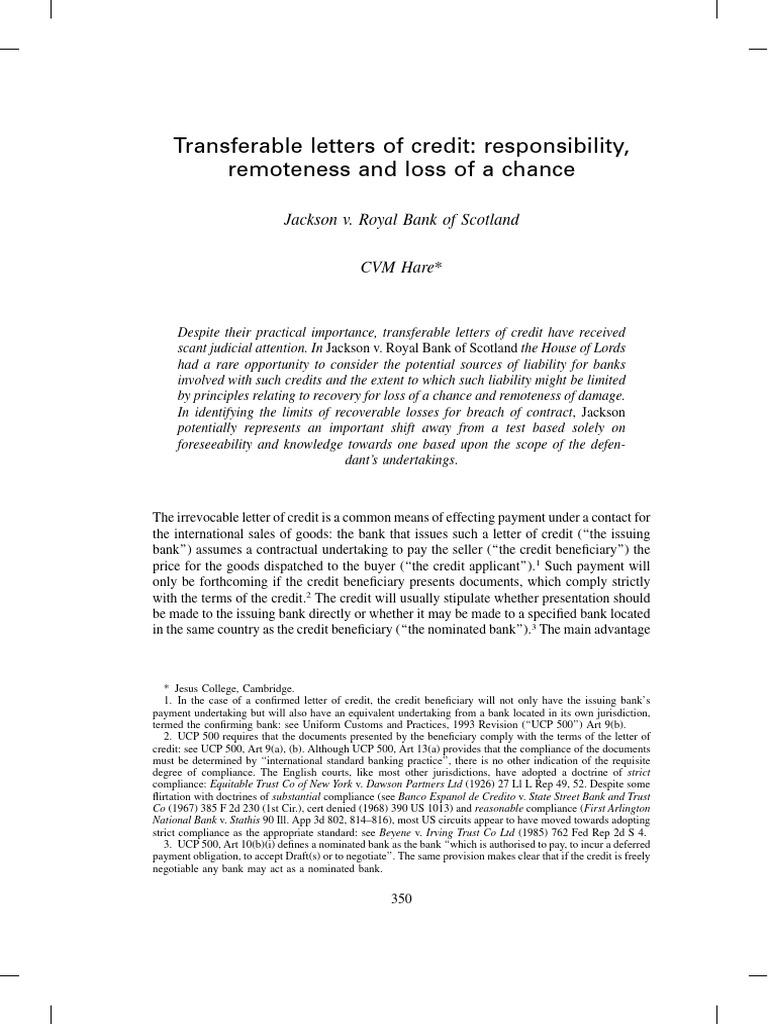Transferable Letter of Credit - An Analysis | PDF | Letter Of Credit ...