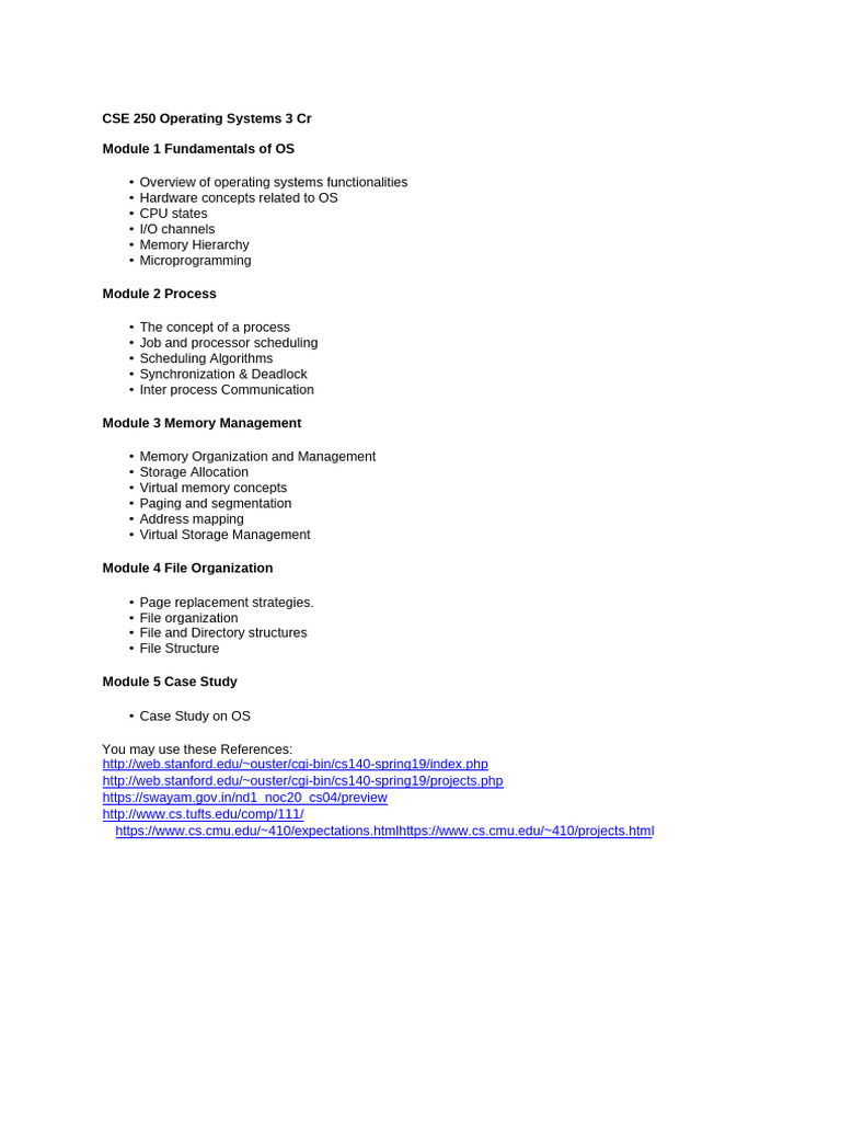 Syllabus CSE 250 | PDF