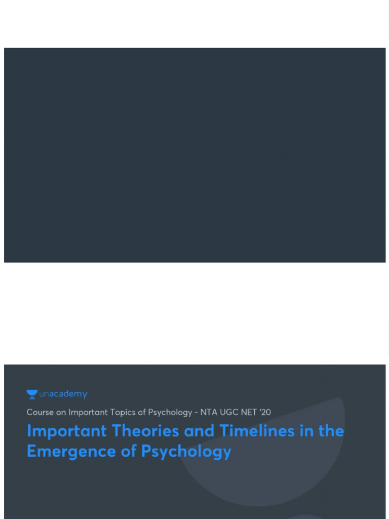 Important Theories and Timelines in The Emergence of Psychology | PDF