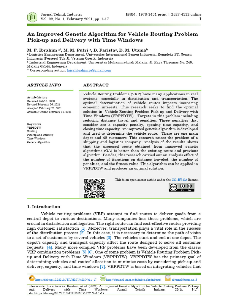 An Improved Genetic Algorithm For Vehicle Routing Problem | PDF | Genetic Algorithm | Routing