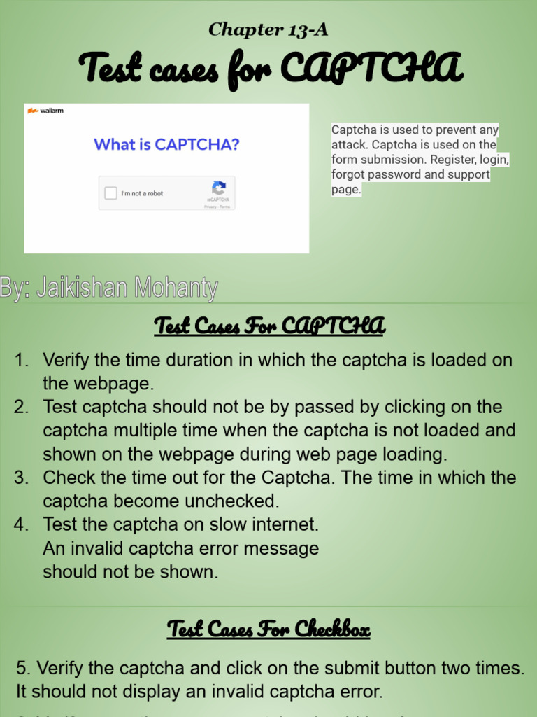 CAPTCHA Test Case Scenarios | PDF | Software | Cyberspace