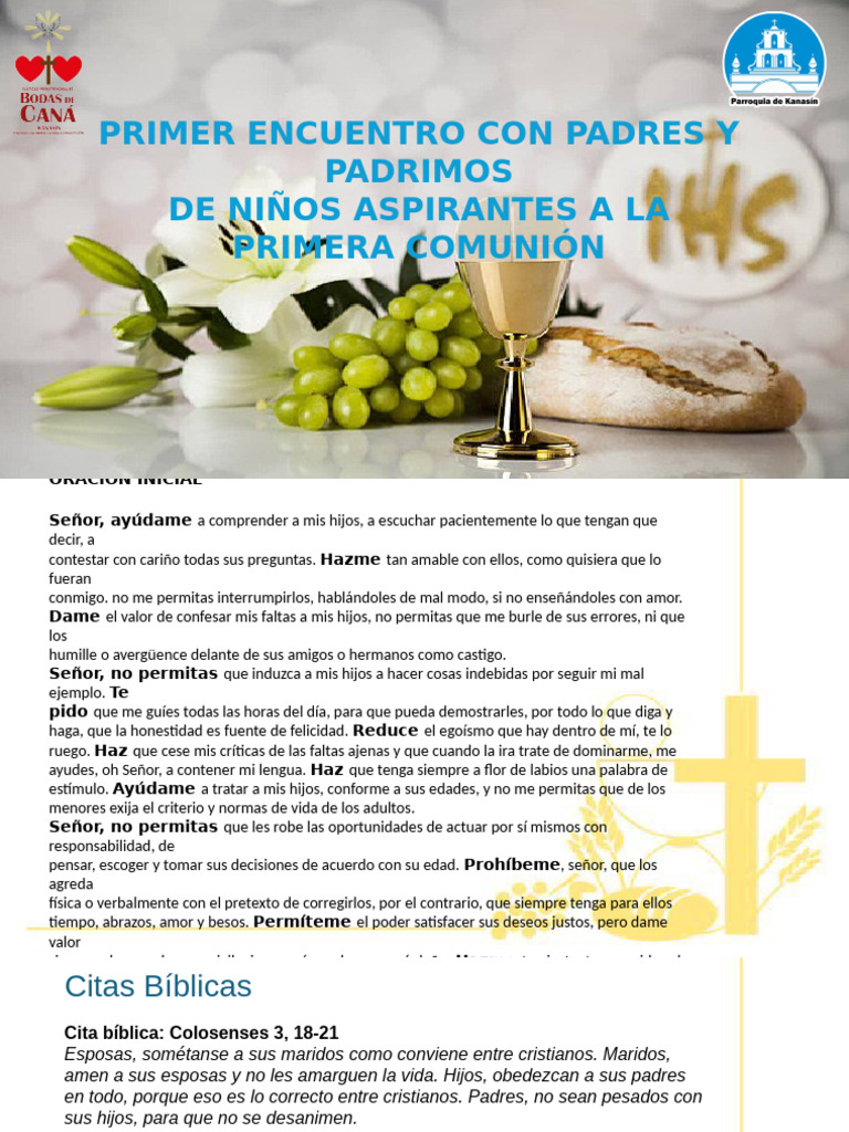 Primer Retiro Primera Comunion Pdf Eucaristía Amor