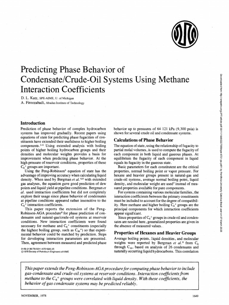 Predicting Phase Behavior in Oil Systems | PDF | Liquids | Pressure