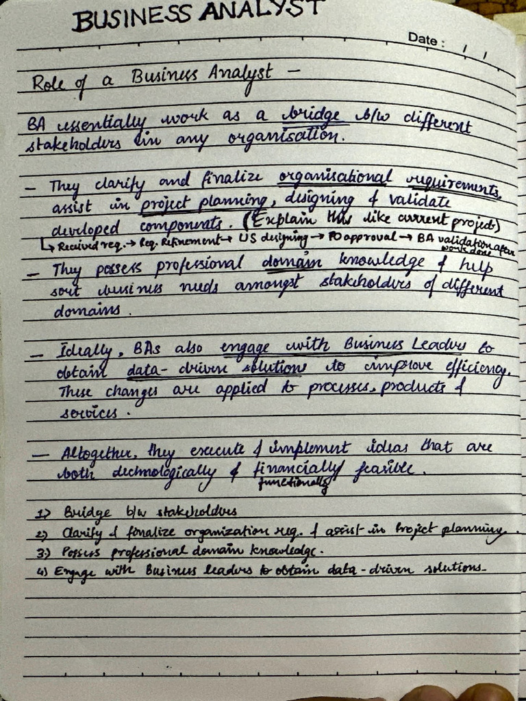 Business Analyst Notes - Diary | PDF