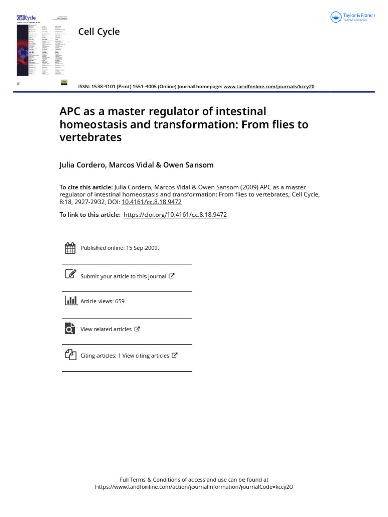 APC As A Master Regulator of Intestinal Homeostasis and Transformation ...