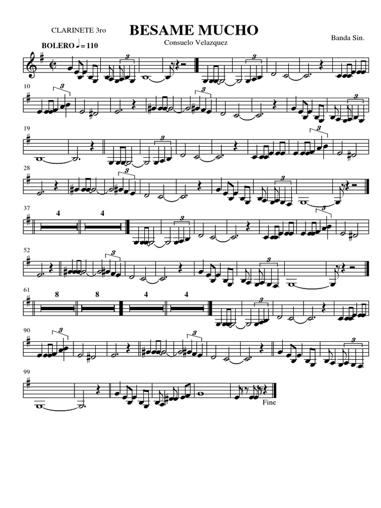 Besame Mucho-Clarinete 3ro | PDF
