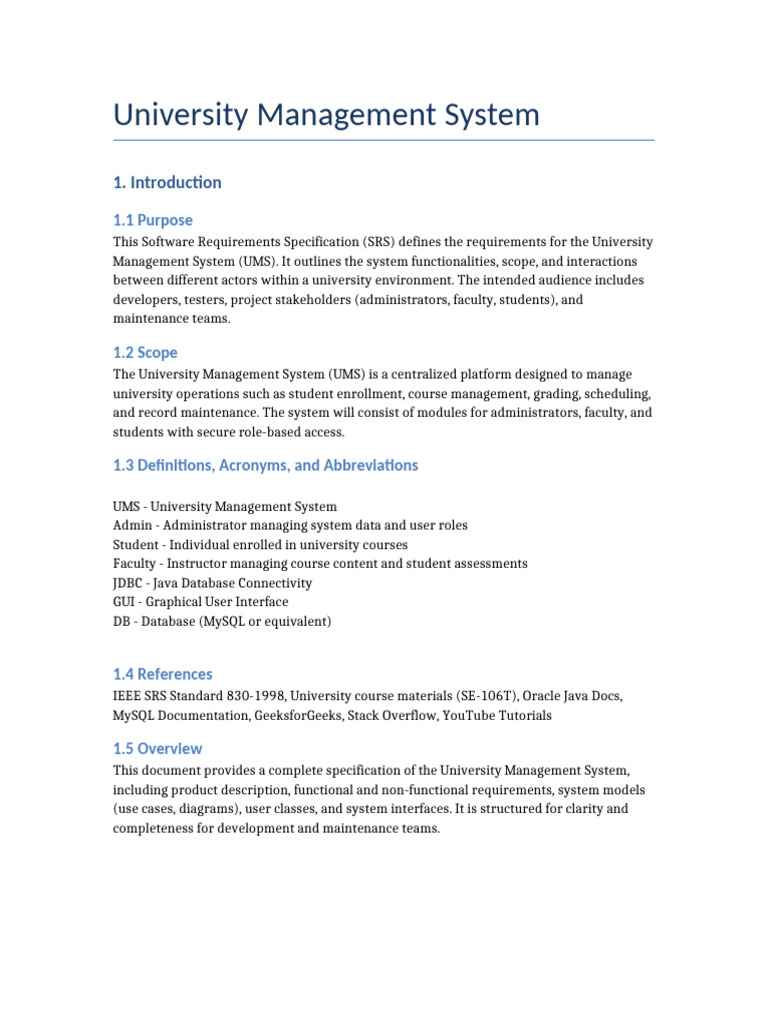 University Management System Report | PDF