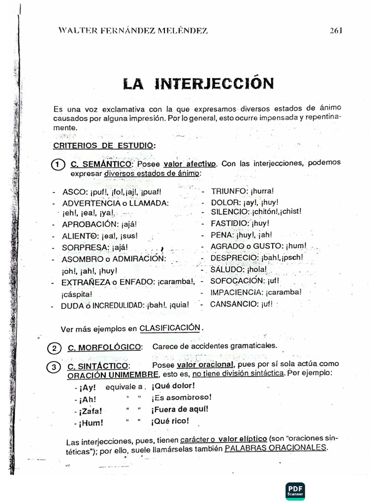 La Interjección | PDF
