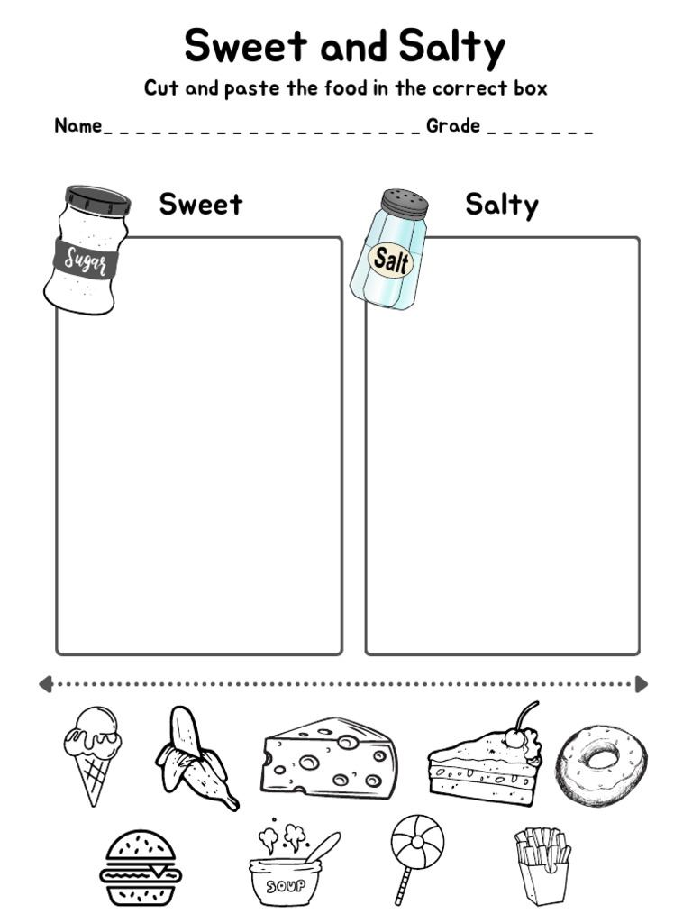 Sweet vs. Salty Food Sorting Activity | PDF