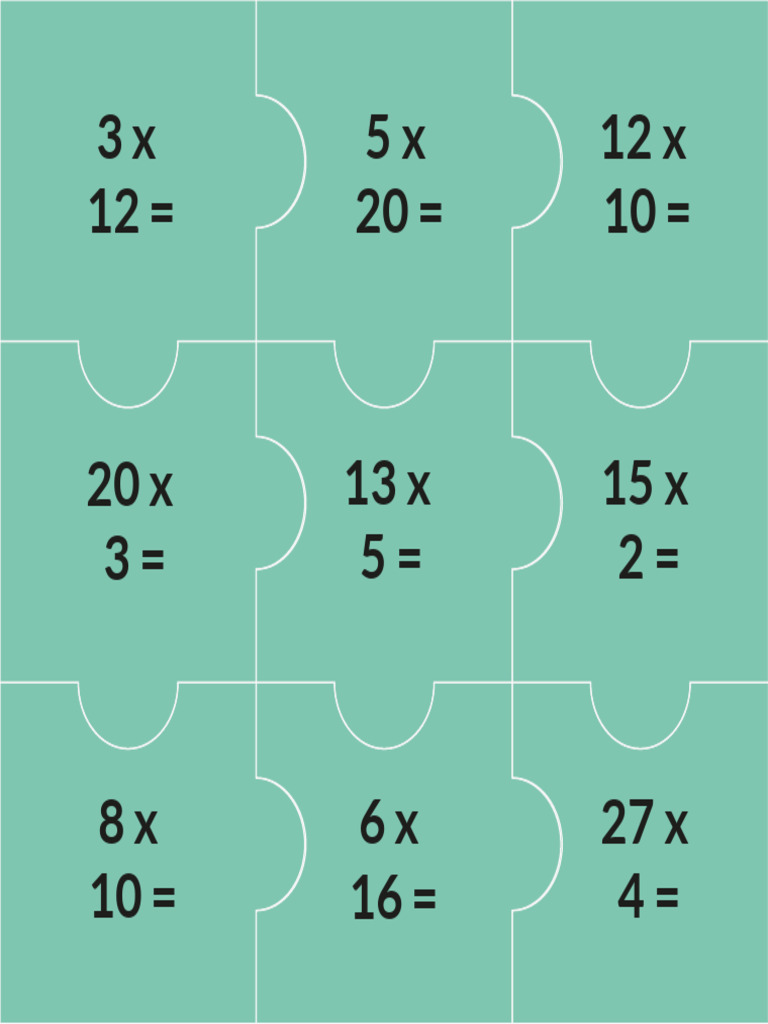 Rompecabezas de Multiplicaciones para Imprimir | PDF