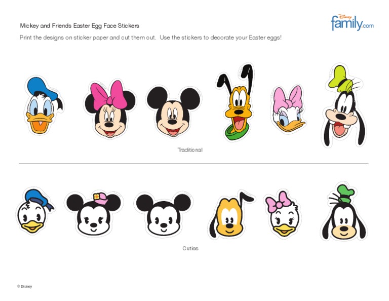 Mickey Mouse Easter Egg Face Stickers Printables 0311 | PDF | The Walt ...