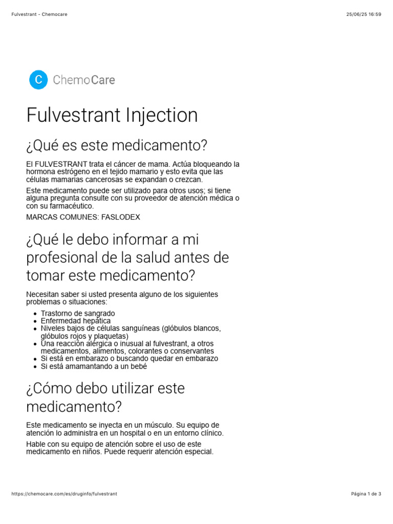 Fulvestrant - Chemocare | PDF | Medicamentos con receta | El embarazo