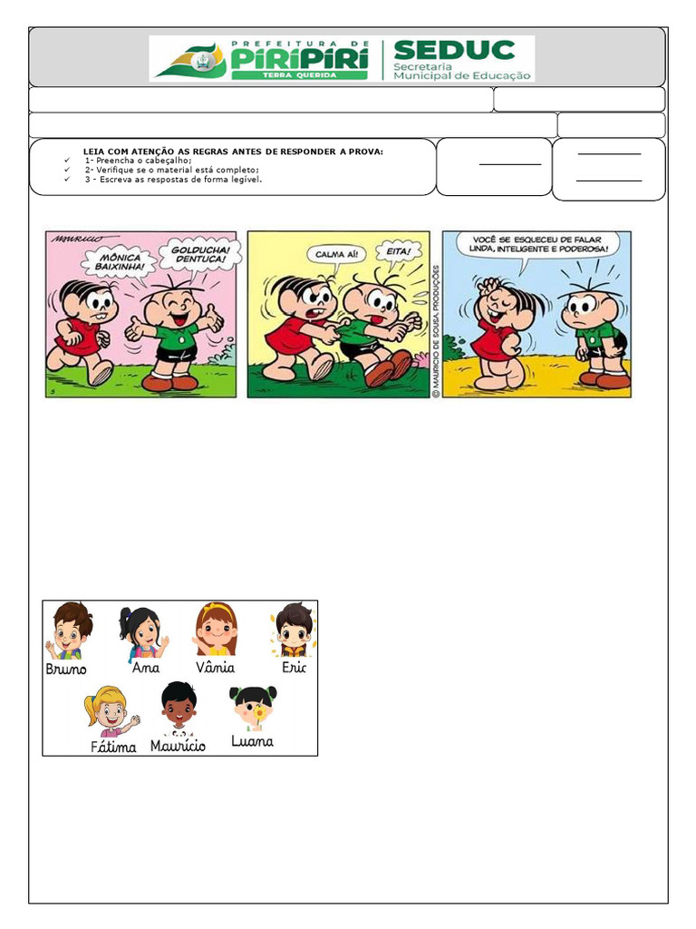 PROVA - PORT. - 5º ANO A e B | PDF