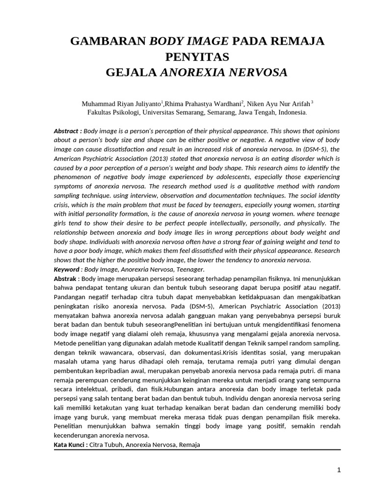 Body Image dan Anorexia pada Remaja | PDF
