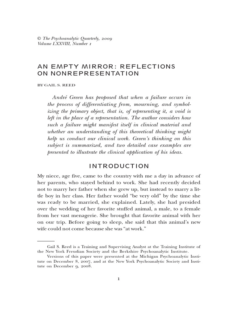 Gail Reed - An Empty Mirror Reflections On Nonrepresentation (2009 ...