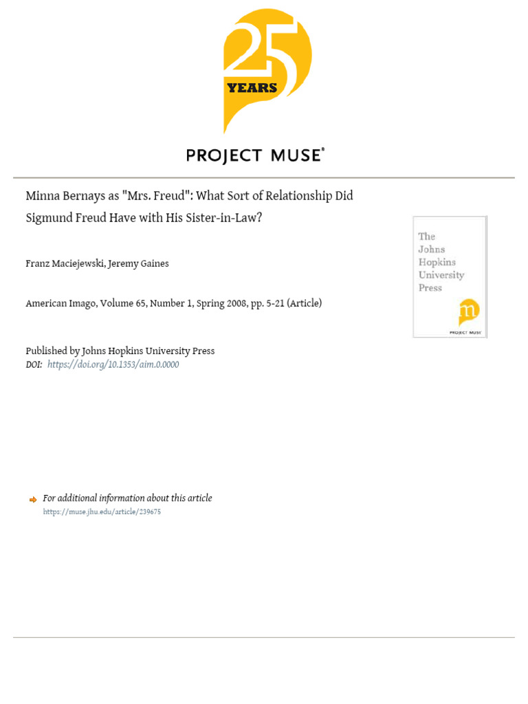 Freud's Complex Bond with Minna Bernays | PDF | Sigmund Freud | Oedipus ...