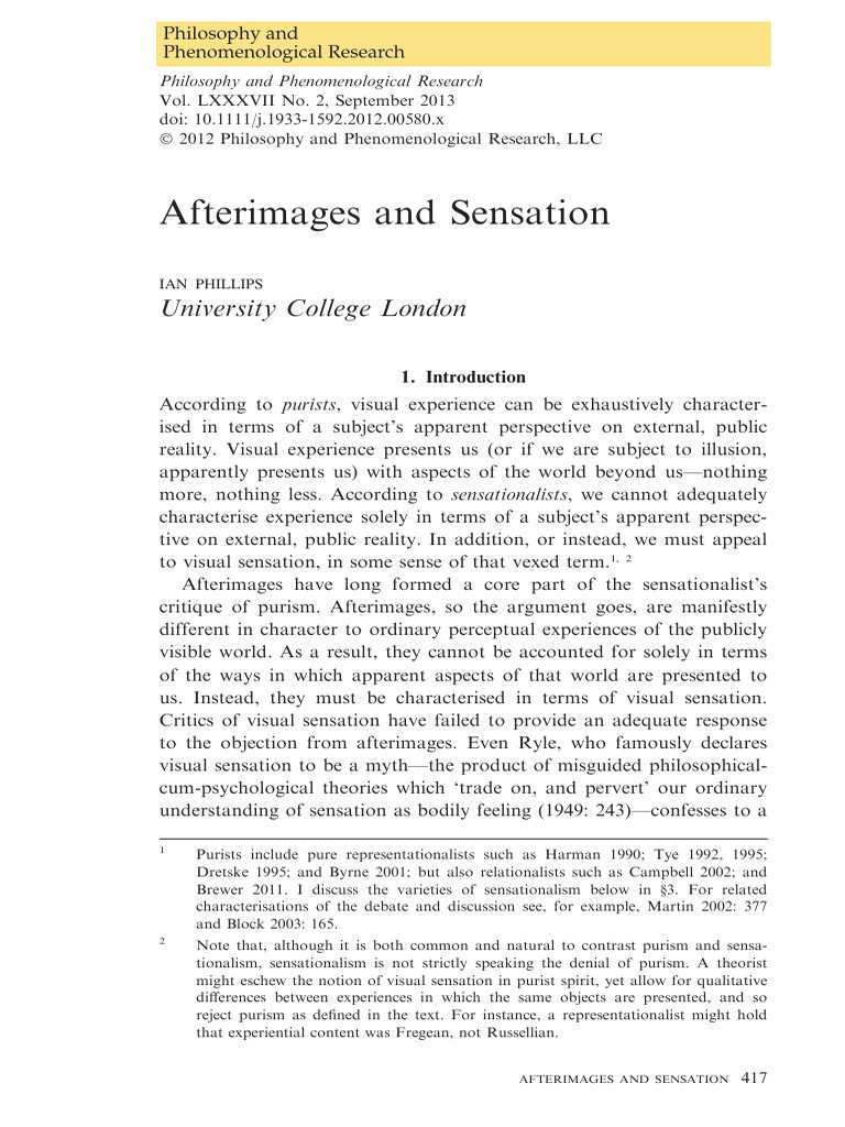 Afterimages and Sensation - Final Print Version | PDF | Experience ...