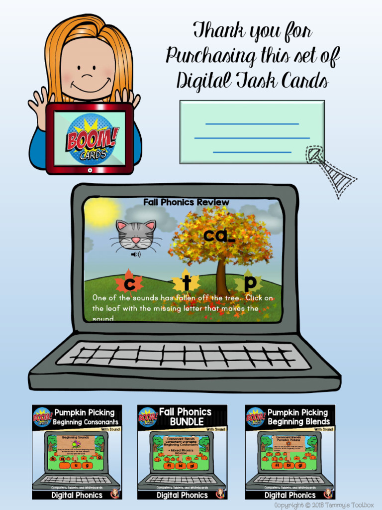Fall Phonics Digital Task Cards | PDF | Tablet Computer | Phonics