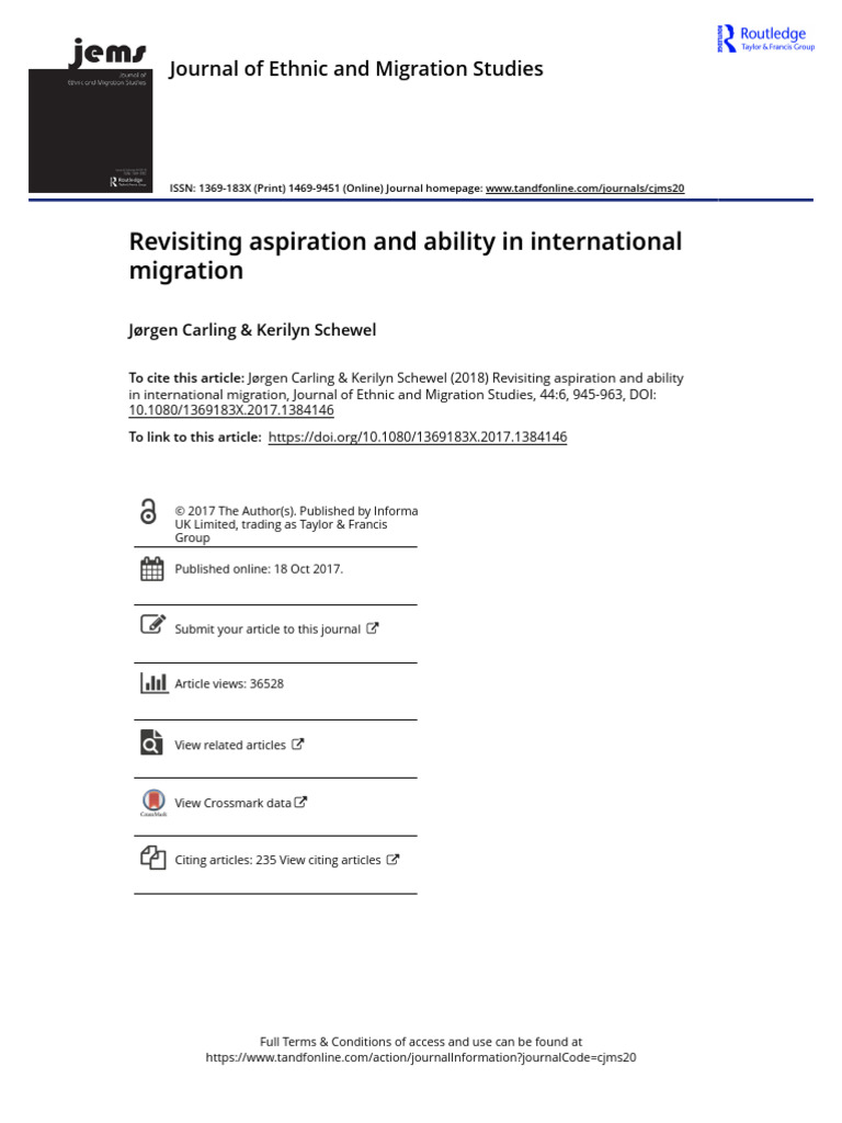 Revisiting Aspiration and Ability in International Migration | PDF | Human Migration | Travel Visa
