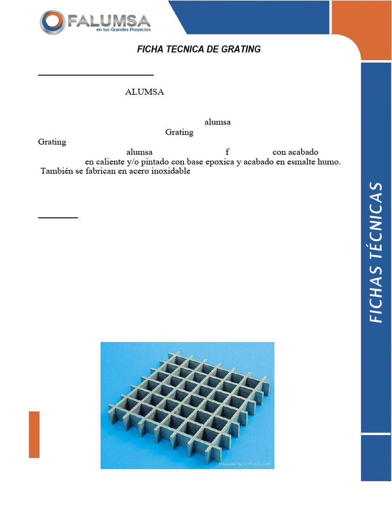 Ficha Tecnica de Grating | PDF | Materiales