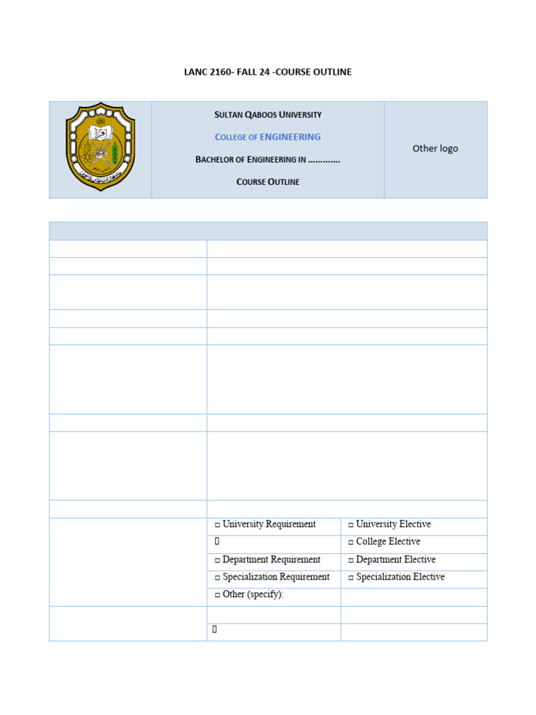 English For Engineering I (Lanc 2160) (Course Outline) | PDF | Reading ...