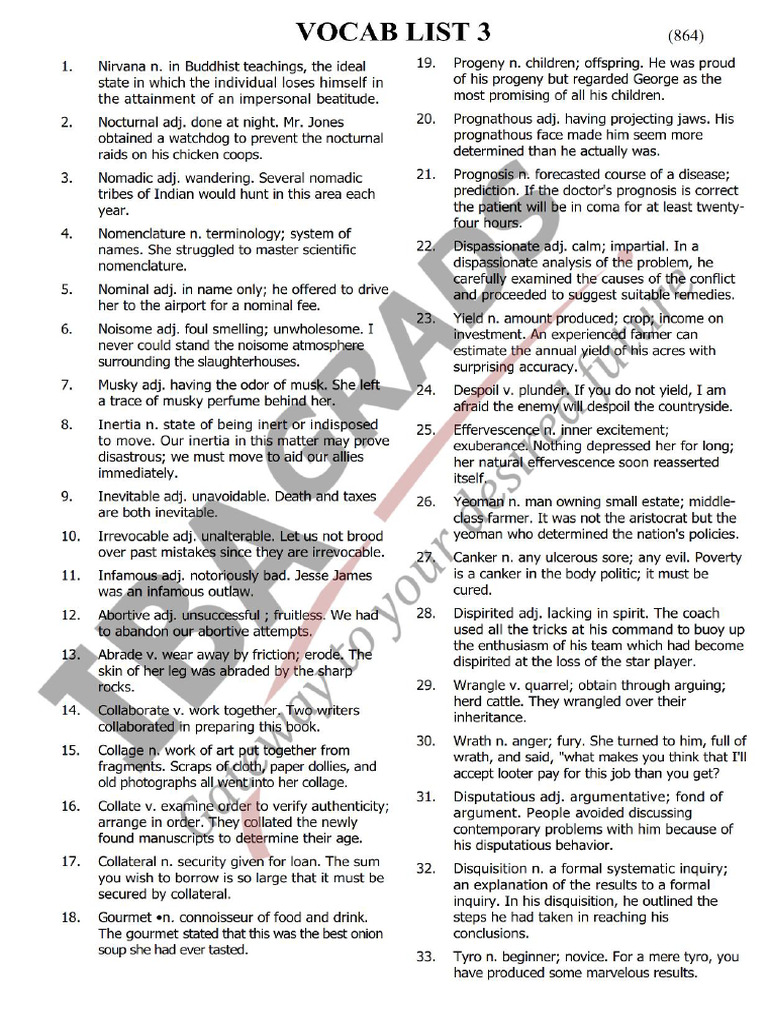 Vocabulary List 3 | PDF