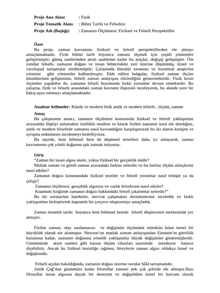 Zamanın Ölçülmesi Fiziksel Ve Felsefi Perspektifler | PDF