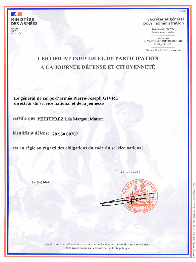 Attestation JDC | PDF