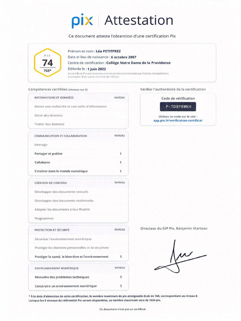 Attestation PIX | PDF