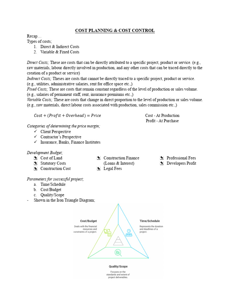Cost Planning & Cost Control Notes-2 | PDF | Economics | Cost Accounting