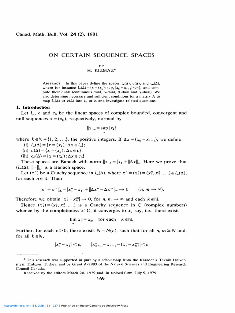 Sequence Spaces and Their Duals | PDF | Banach Space | Algebra