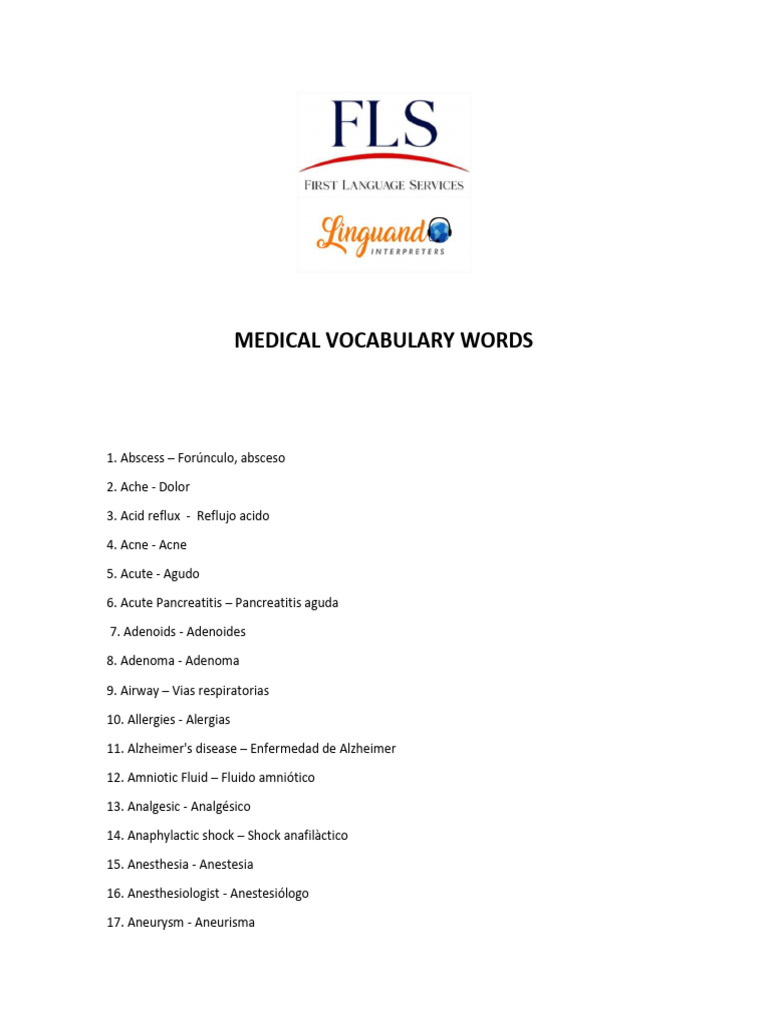 Glosario de Términos Médicos Esenciales | PDF | Medicina | Enfermedades ...