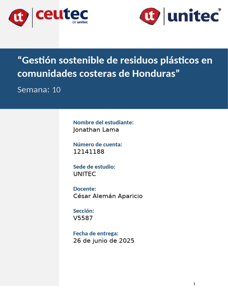 Tarea 10.1 - Jonathan Lama 12141188 | PDF | Residuos | Sustentabilidad