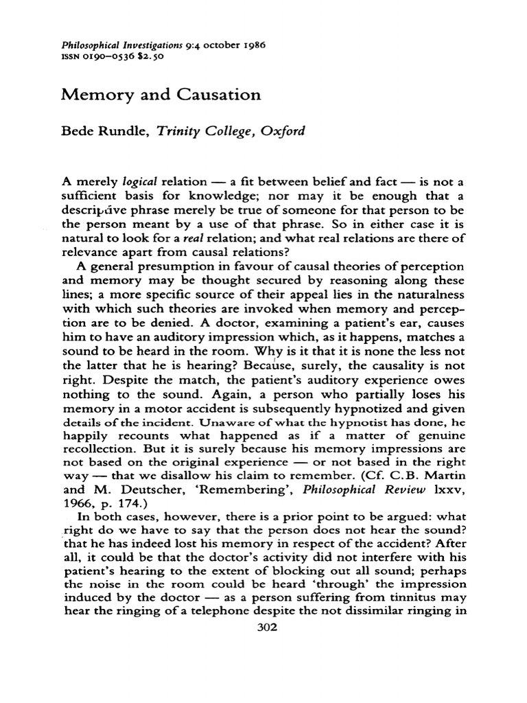 Rundle 1986 | PDF | Causality | Hypnosis