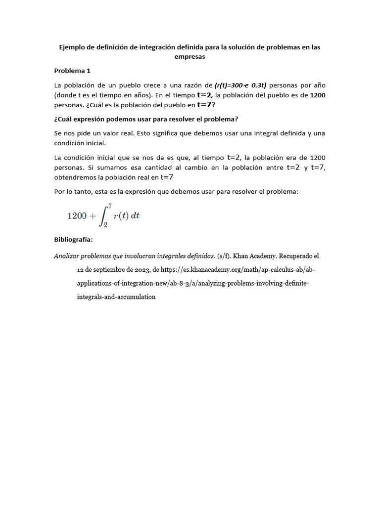 Ejemplo de Definición de Integración Definida para La Solución de ...