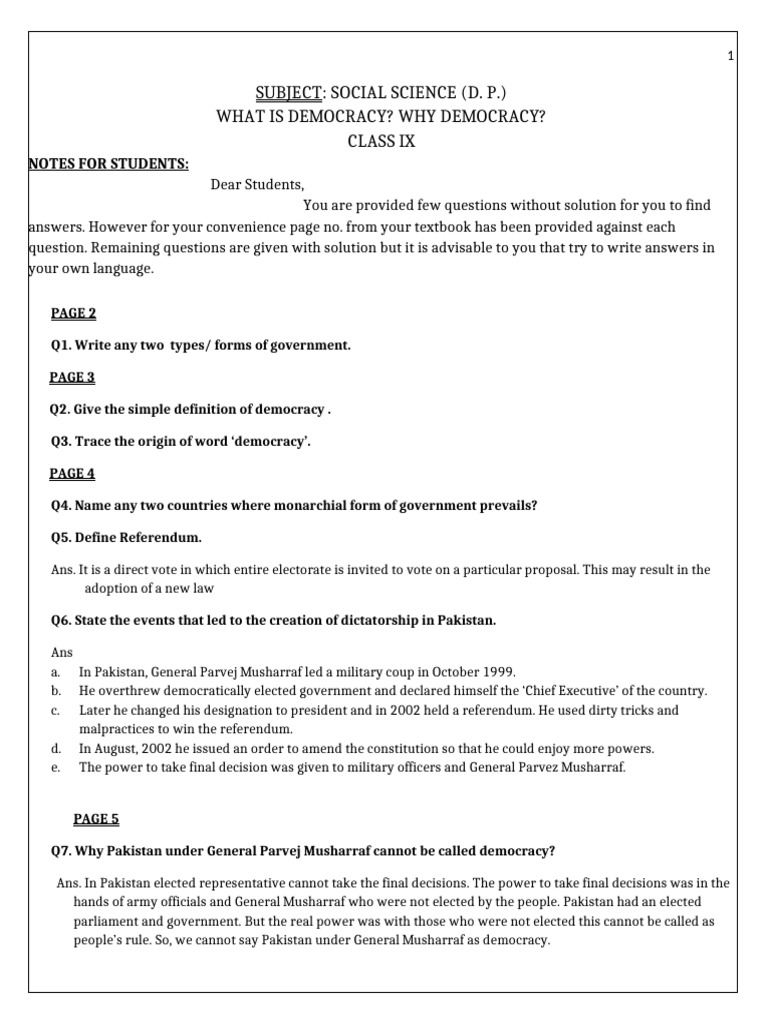 What Is Democracy, Why - Class IX | PDF | Democracy | Political Ideologies