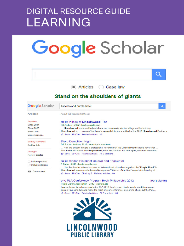 Lincolnwood Library Google Scholar Guide | PDF