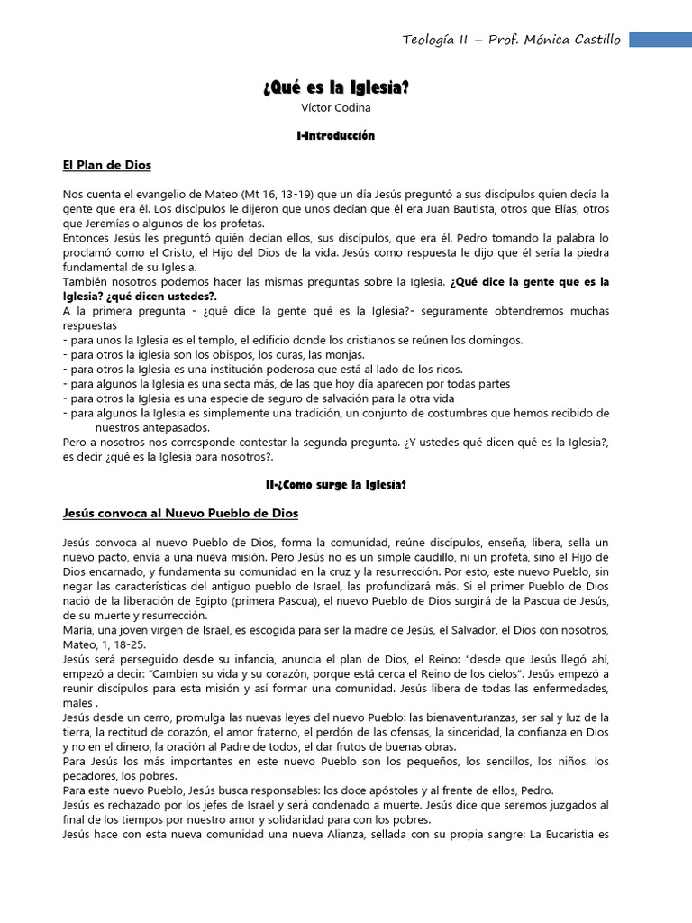 Qué Es La Iglesia-Víctor Codina | PDF | Iglesia Católica | Jesús