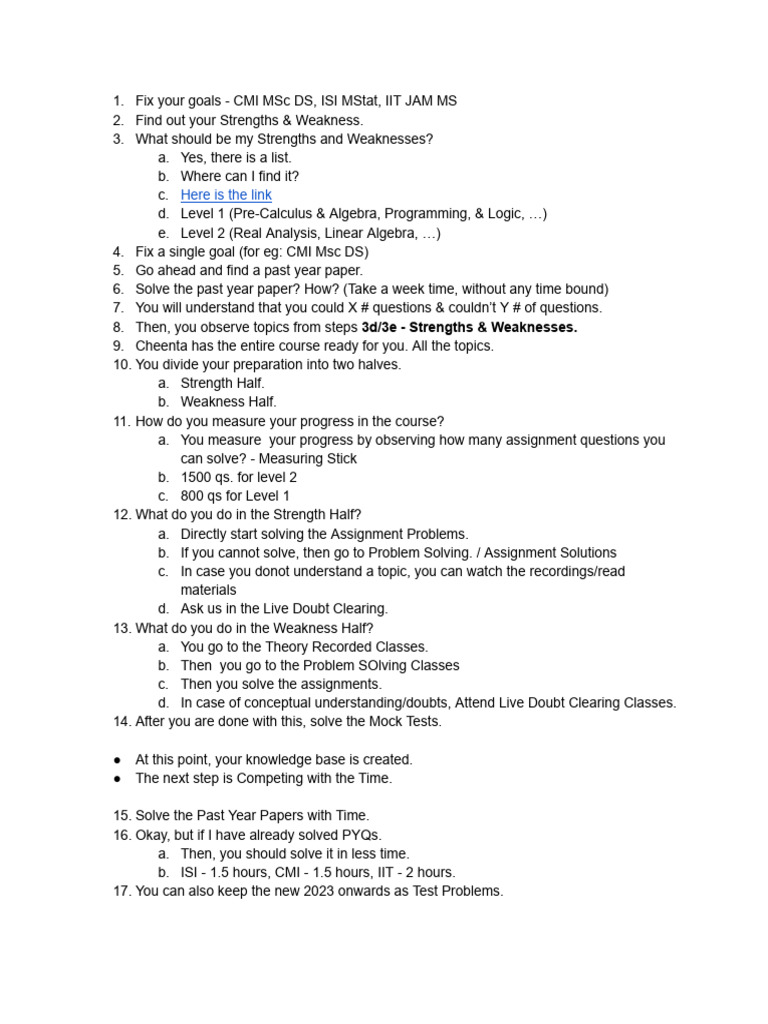 Strategy For IIT, IsI, CMI Preparation | PDF